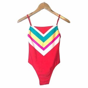 Xhilaration | Swim | Nwot Square Neck Rainbow One Piece Swimsuit | Poshmark